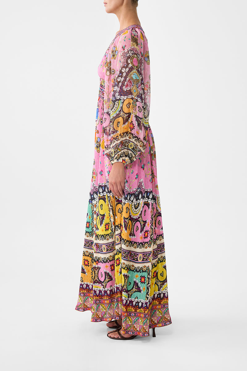 Patchwork Panorama Lace Up Front Long Dress | CAMILLA AU – CAMILLA