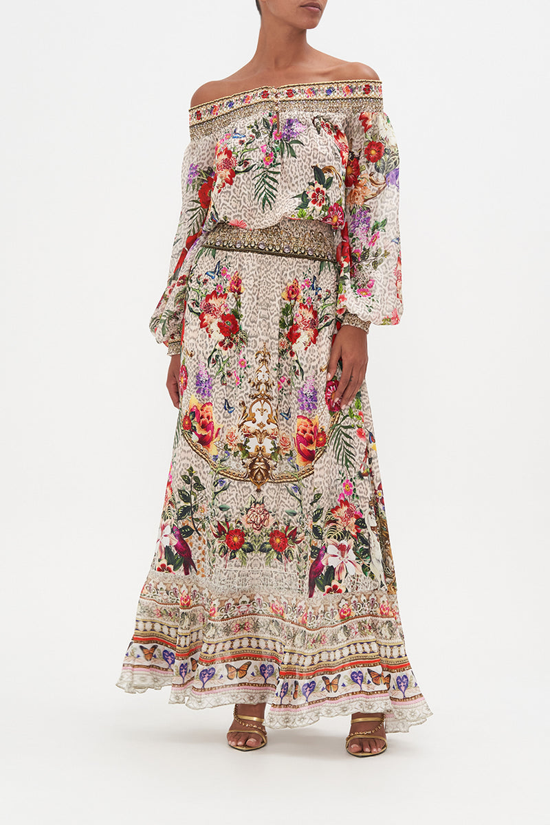 Off Shoulder Shirred Dress, Leos Bouquet | CAMILLA AU – CAMILLA