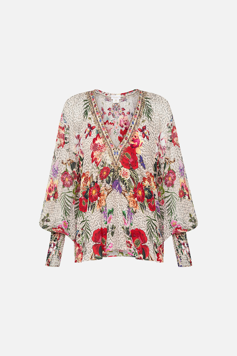 Shirred Cuff Blouse, Leos Bouquet | CAMILLA AU – CAMILLA