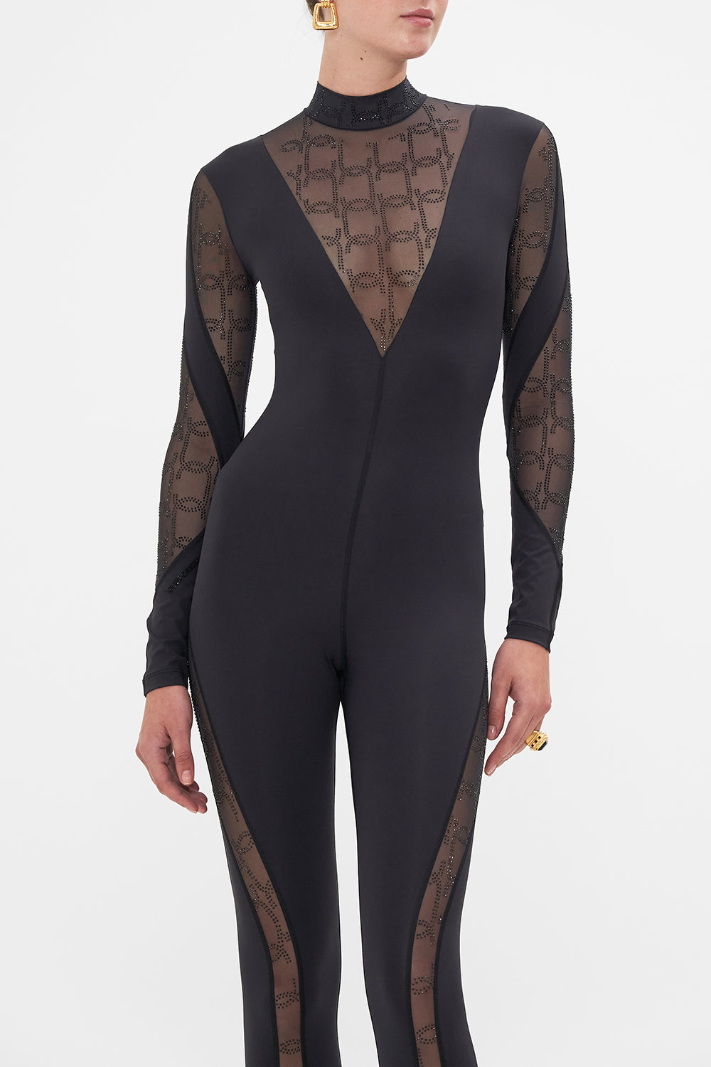 Mesh Insert Catsuit Solid Black | CAMILLA AU – CAMILLA