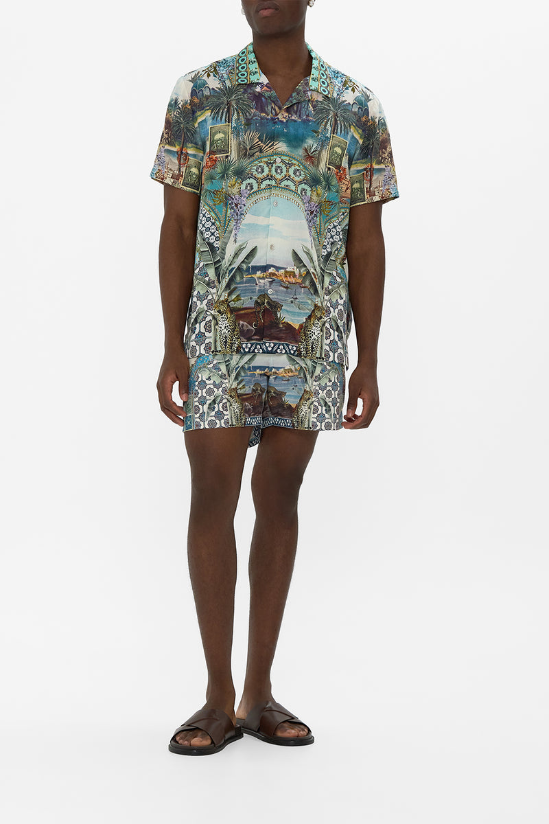 Postcards & Palm Trees Short Sleeve Camp Collared Shirt | CAMILLA AU ...