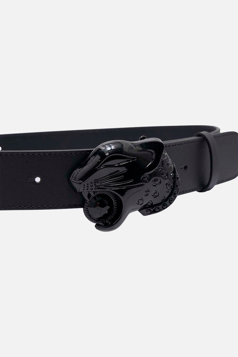 Leopard Head Buckle Belt, Solid Black | CAMILLA AU – CAMILLA