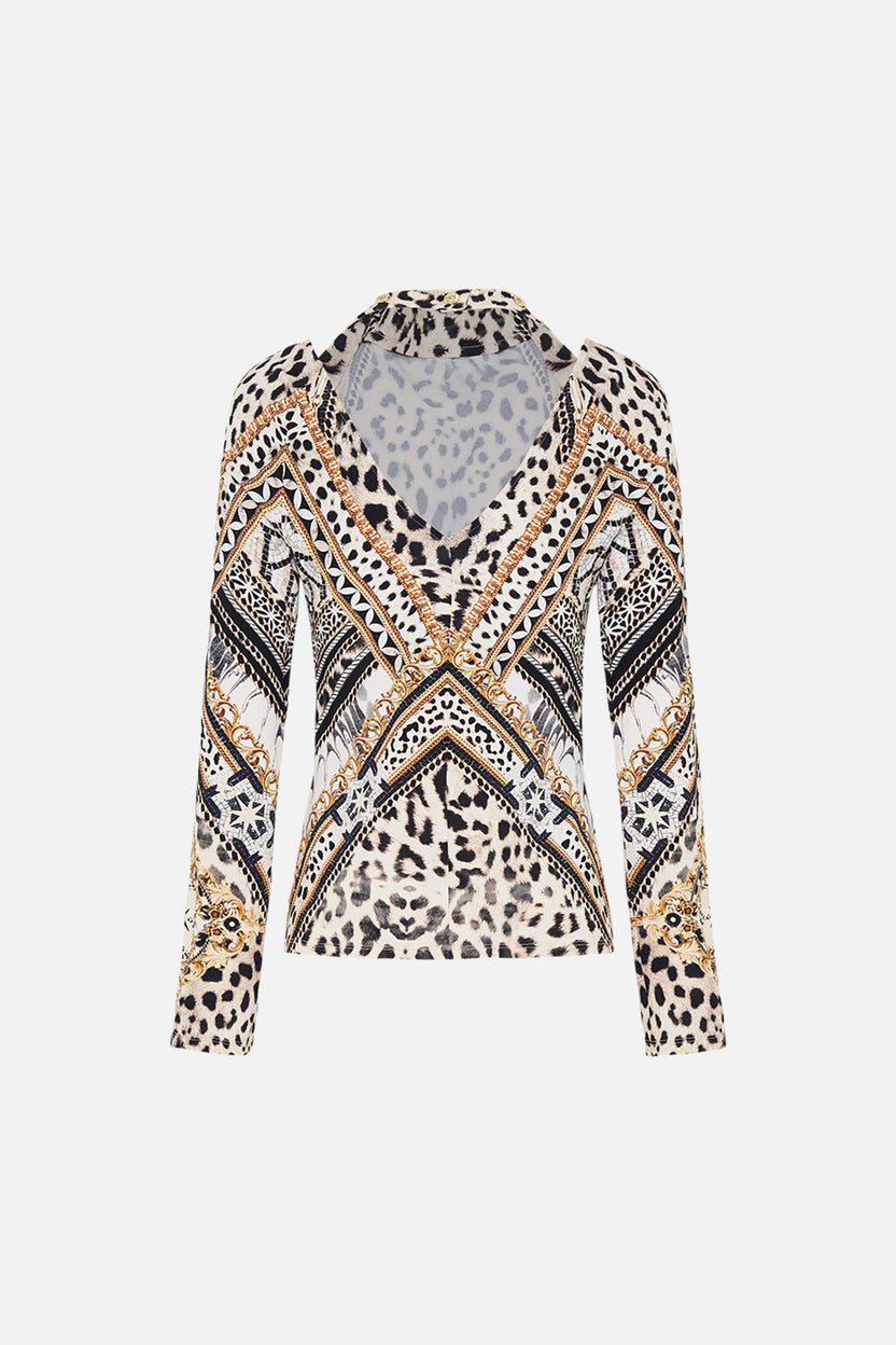 Cut Out Shoulder Knit Top, Mosaic Muse | CAMILLA AU – CAMILLA