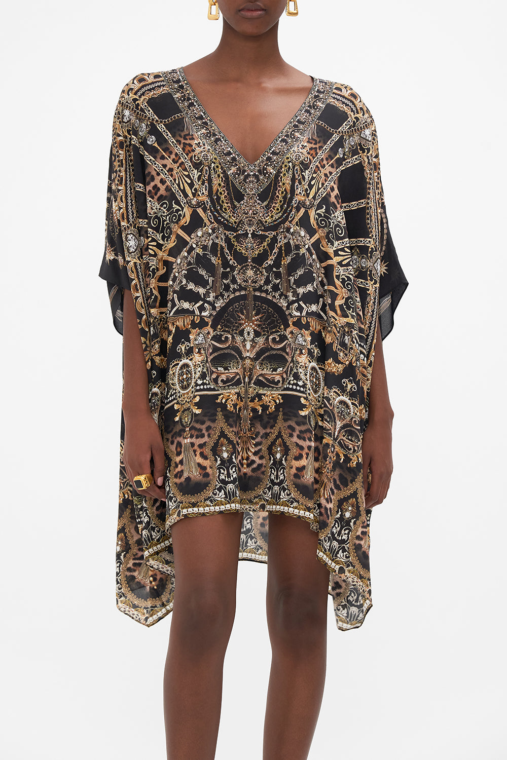 Rectangular V Neck Kaftan, Masked Moonlight | CAMILLA AU – CAMILLA