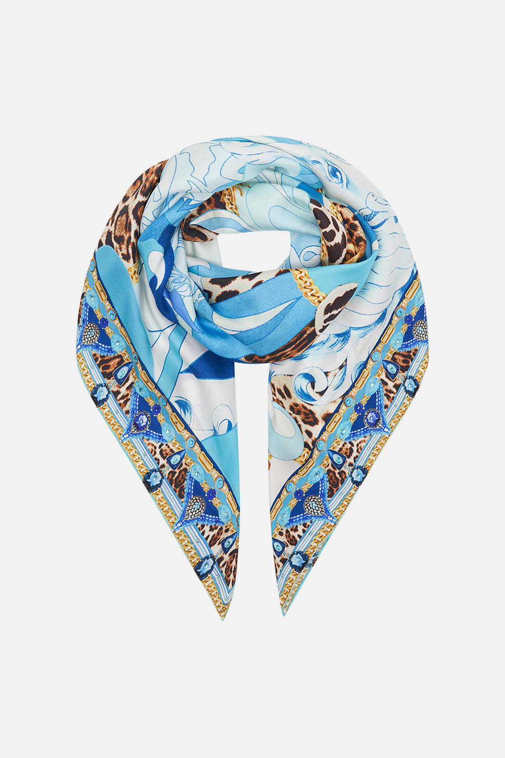 Large Square Scarf, Sky Cheetah | CAMILLA AU – CAMILLA