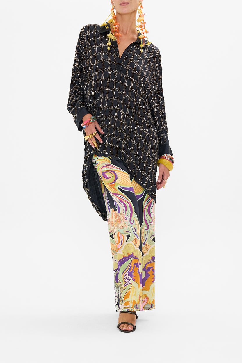 Hotfix Button Up Top With Draped Back Film Diva | CAMILLA AU – CAMILLA