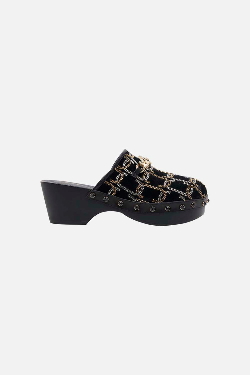 Arabella Leopard Chain Clog Solid Black | CAMILLA AU – CAMILLA