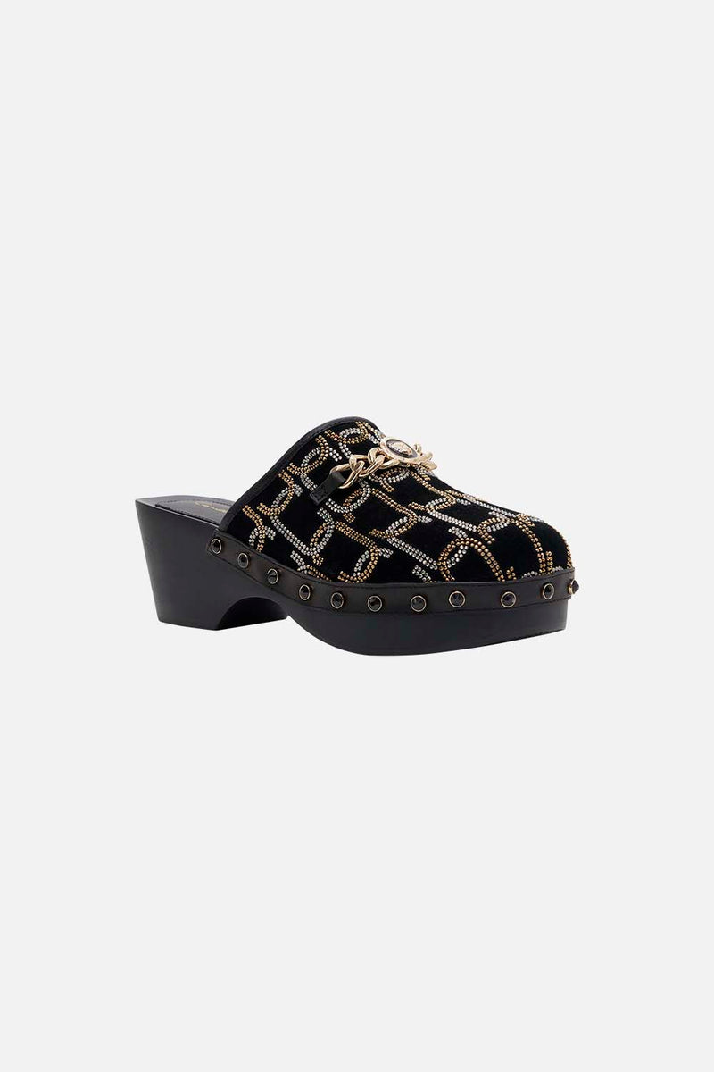 Arabella Leopard Chain Clog Solid Black | CAMILLA AU – CAMILLA