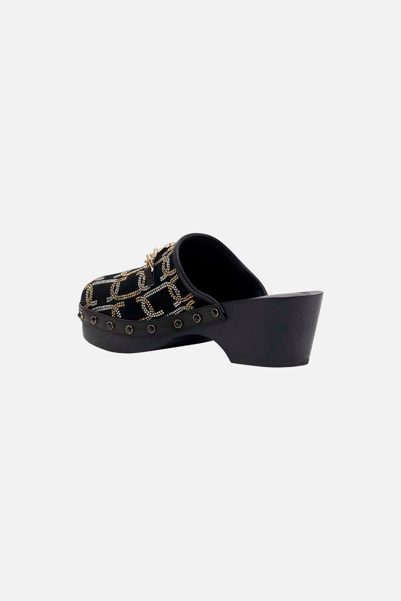 Arabella Leopard Chain Clog Solid Black | CAMILLA AU – CAMILLA