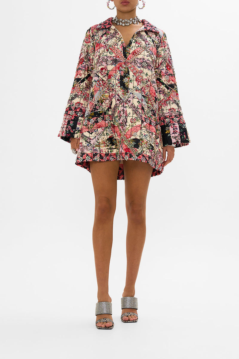 LONG SLEEVE TUNIC WITH RHINESTONE CRYSTALS PATCHWORK POETRY – CAMILLA