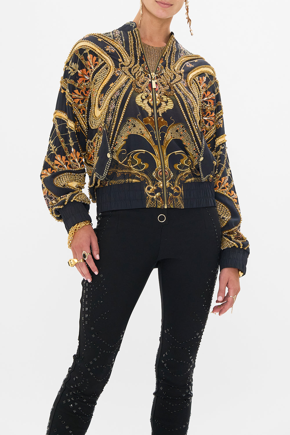 Embellished Bomber Jacket Nouveau Noir | CAMILLA AU – CAMILLA