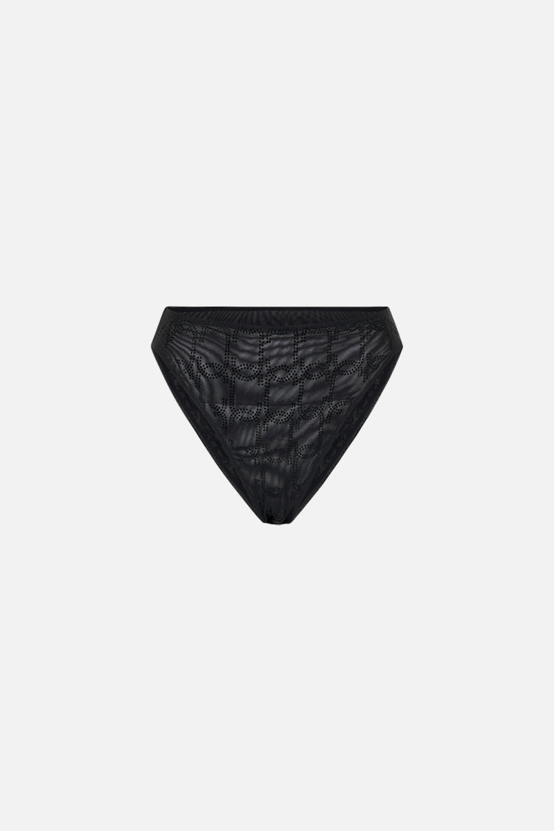 MESH HIGH WAIST HIGH LEG BRIEF SOLID BLACK – CAMILLA