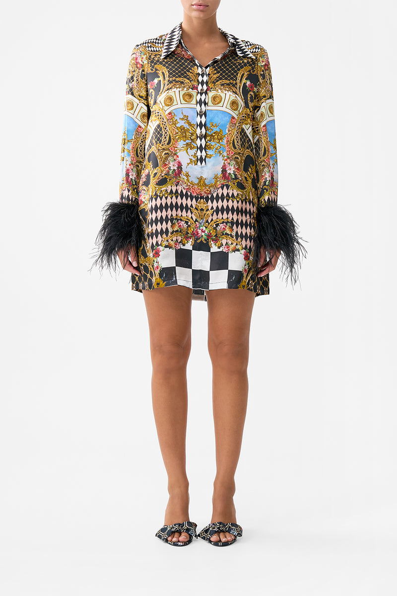 The Monarchy Mania Mini Shirt Dress With Feathers | CAMILLA AU – CAMILLA