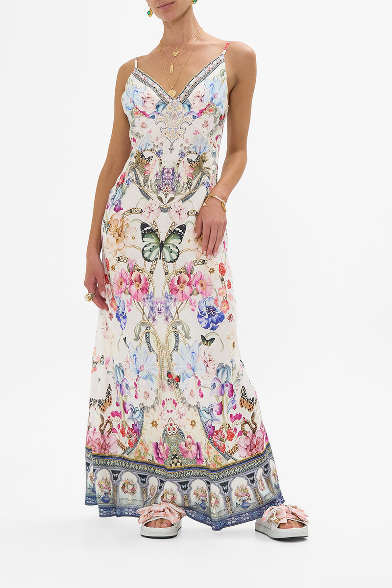 The Monserrate Magic V Neck Full Length Bias Slip Dress | CAMILLA AU ...