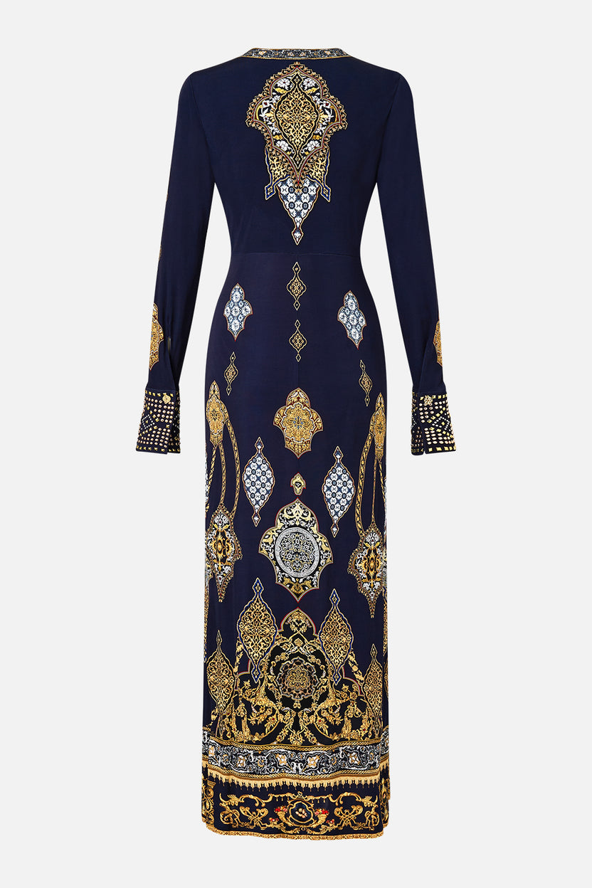 The Imperial Gate Long V Neck Twist Front Jersey Dress | CAMILLA AU ...