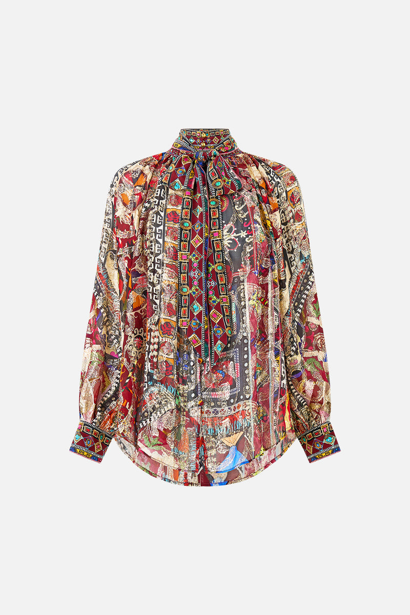 Patchwork Alchemy Detachable Pussy Bow Raglan Sleeve Blouse | CAMILLA AU – CAMILLA