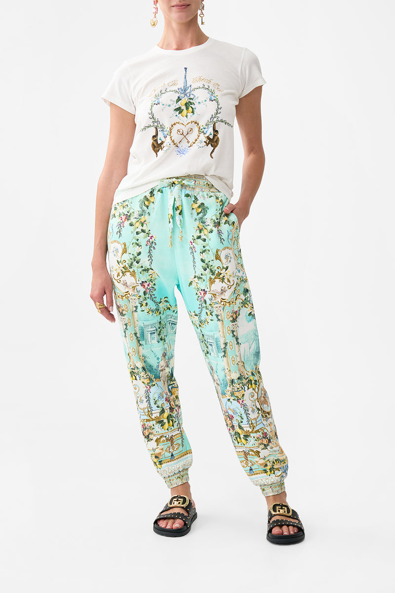 The Venus On A Vespa Jersey Track Pant With Silk Details | CAMILLA AU ...