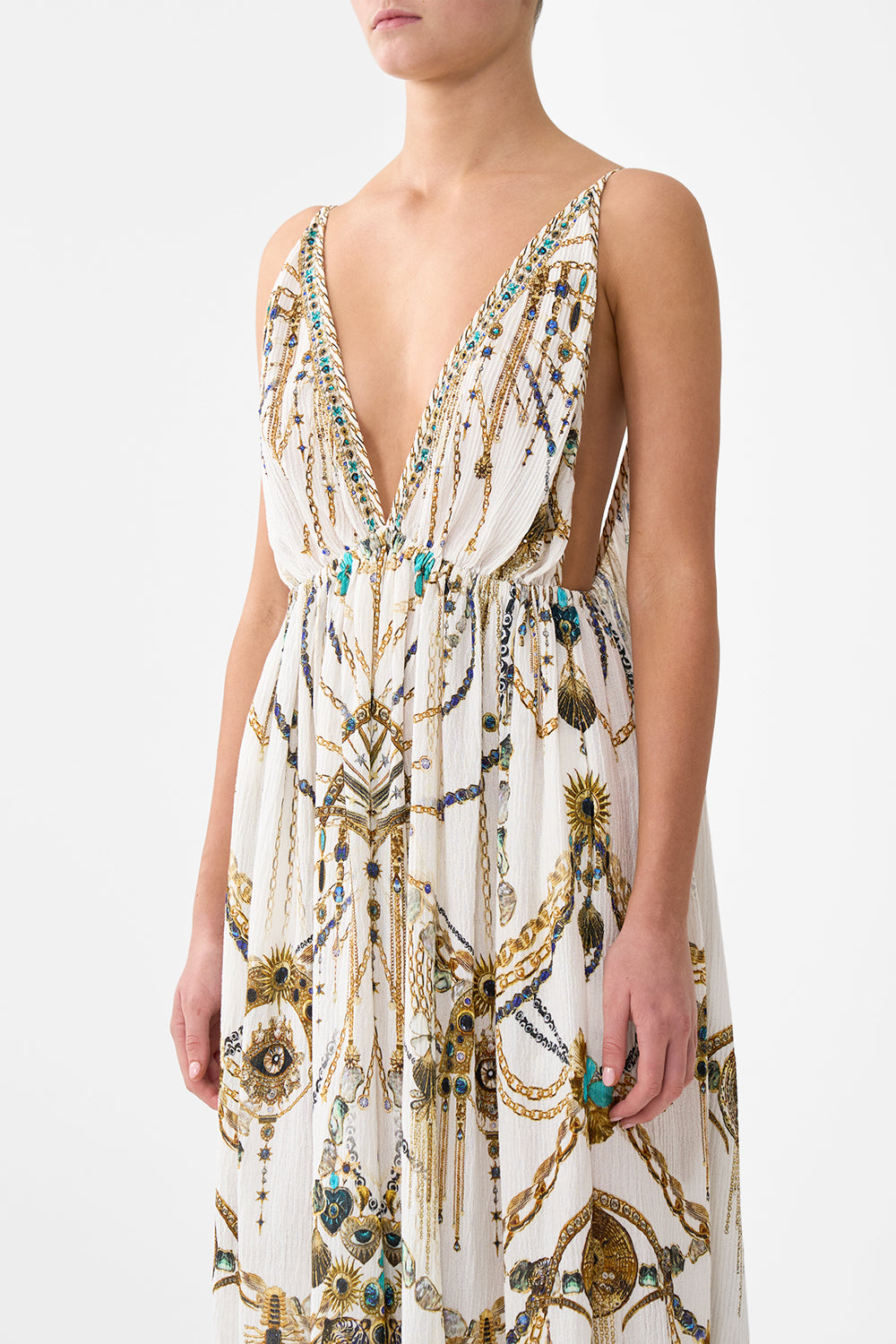 Chain Gang Open Back Long Cape Dress | CAMILLA AU – CAMILLA