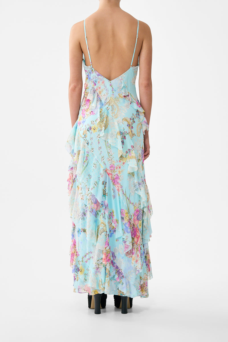 Bazaar Blooms Asymmetrical Ruffle Slip Dress | CAMILLA AU – CAMILLA