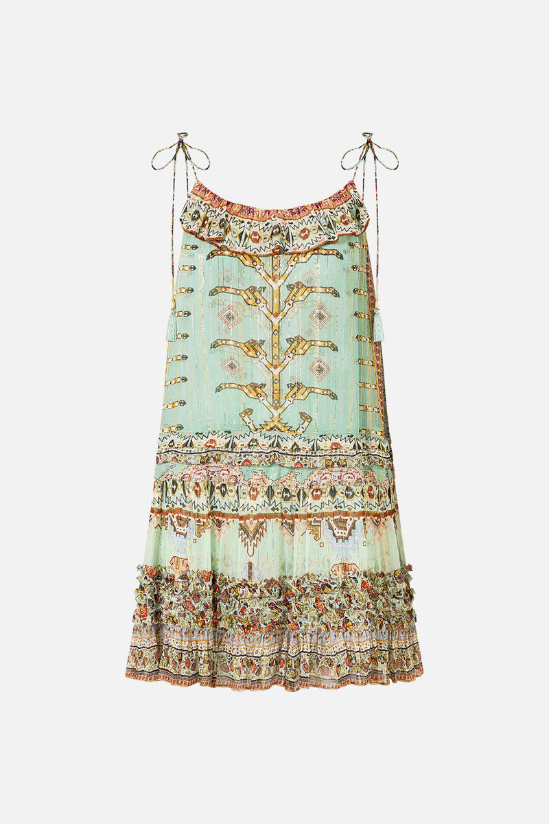 Legend Has It Gathered Mini Tiered Dress With Frill Detail | CAMILLA AU ...