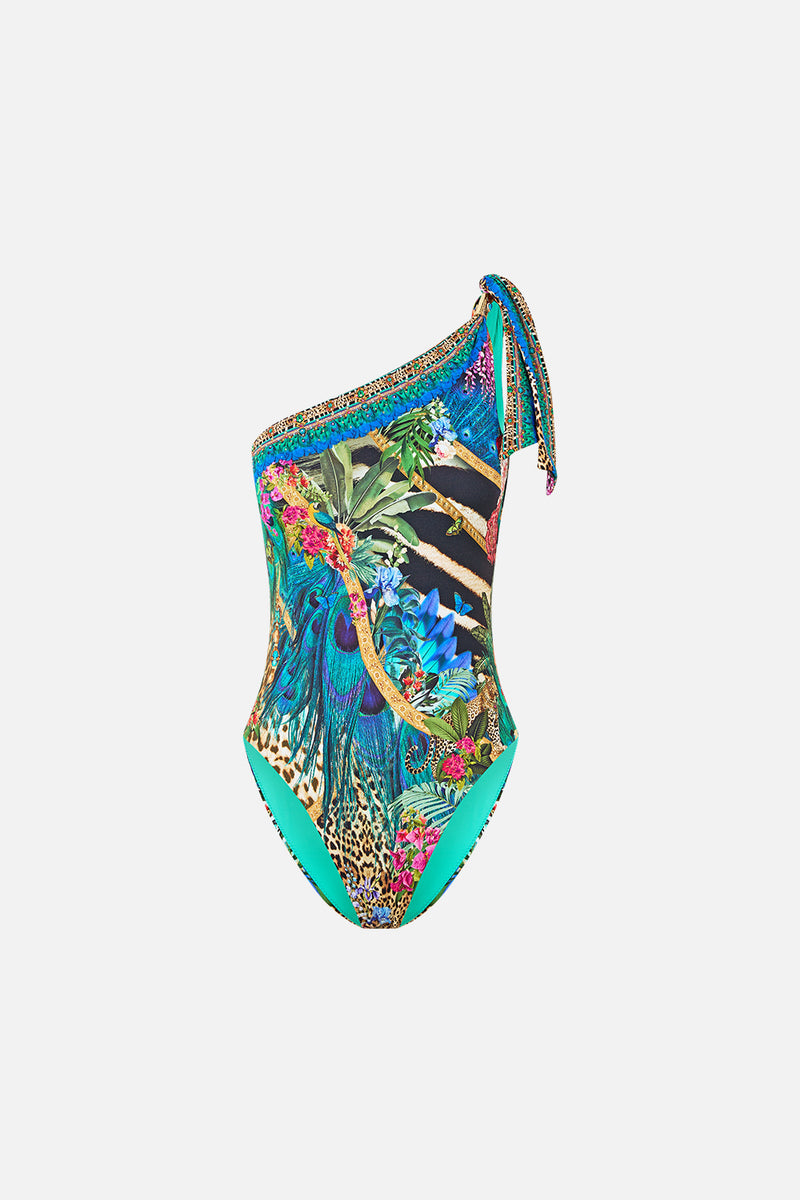 Animal Alchemy Draped One Shoulder One Piece With Tie Trim | CAMILLA AU ...