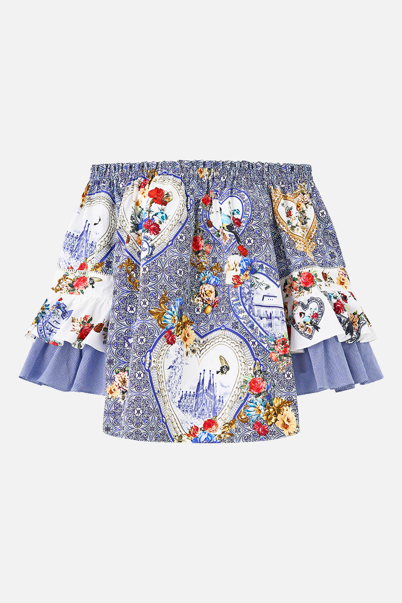 The The Pottery Parlour Off Shoulder Top With Frill Sleeve | CAMILLA AU ...