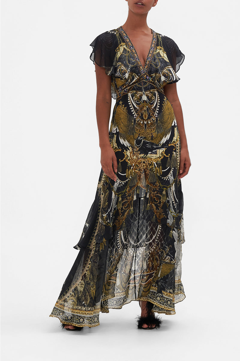 Tie Front Maxi With Cf Split, Ravin Raven | CAMILLA AU – CAMILLA