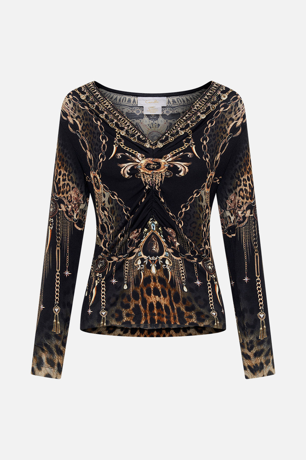 Ruched Long Sleeve Jersey Top, Jungle Dreaming | CAMILLA AU – CAMILLA