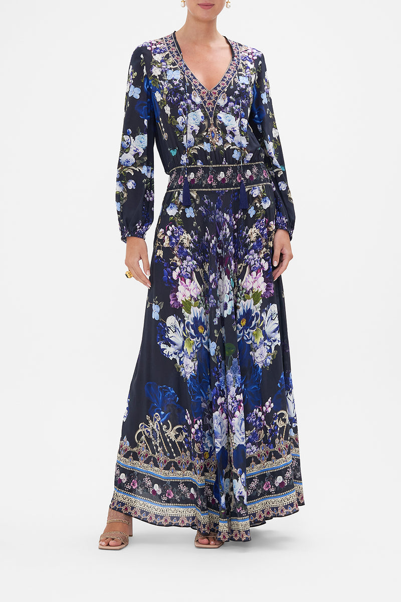 Shirred Relaxed Fit Dress, Obsidian Bloom | CAMILLA AU – CAMILLA