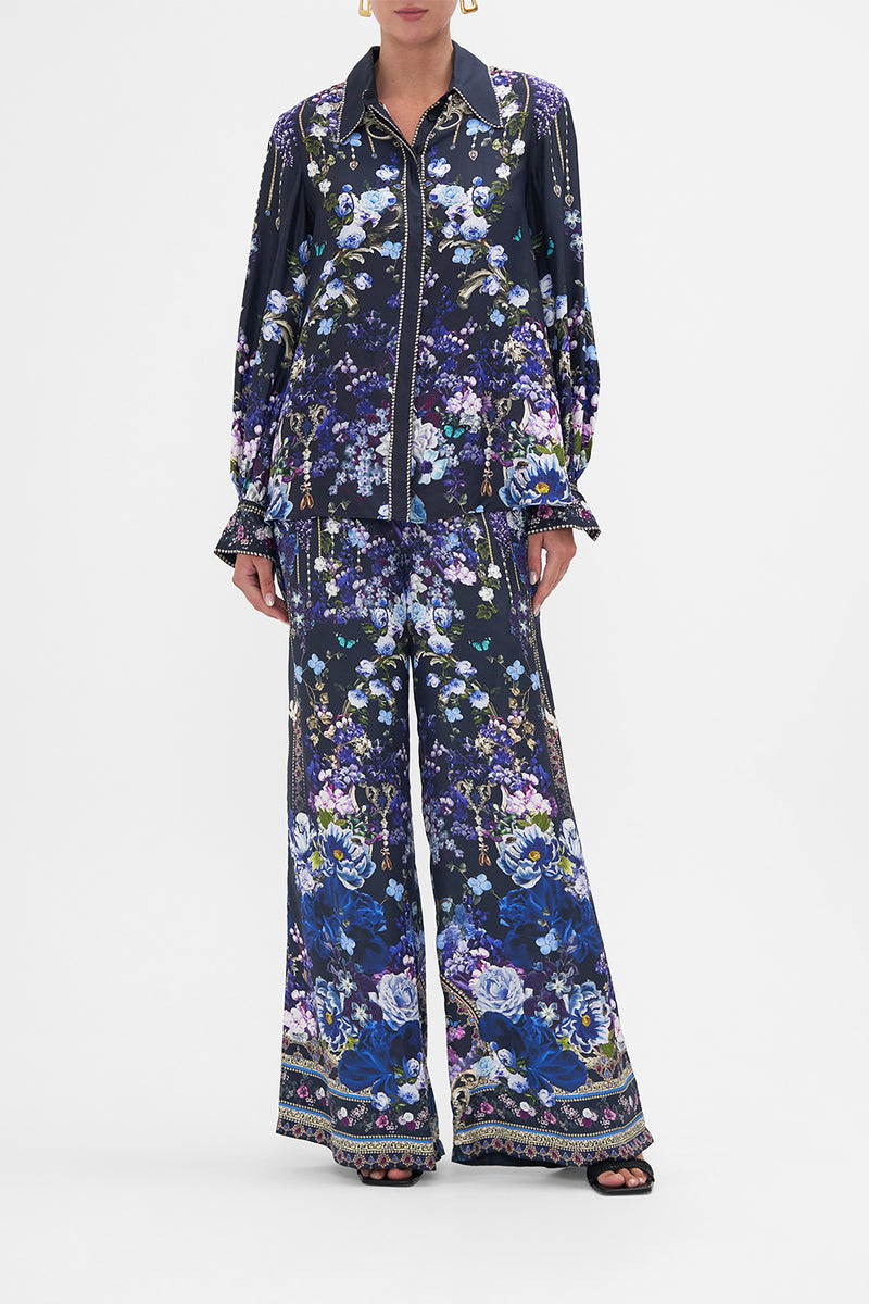 Curved Collar Blouse, Obsidian Bloom | CAMILLA AU – CAMILLA