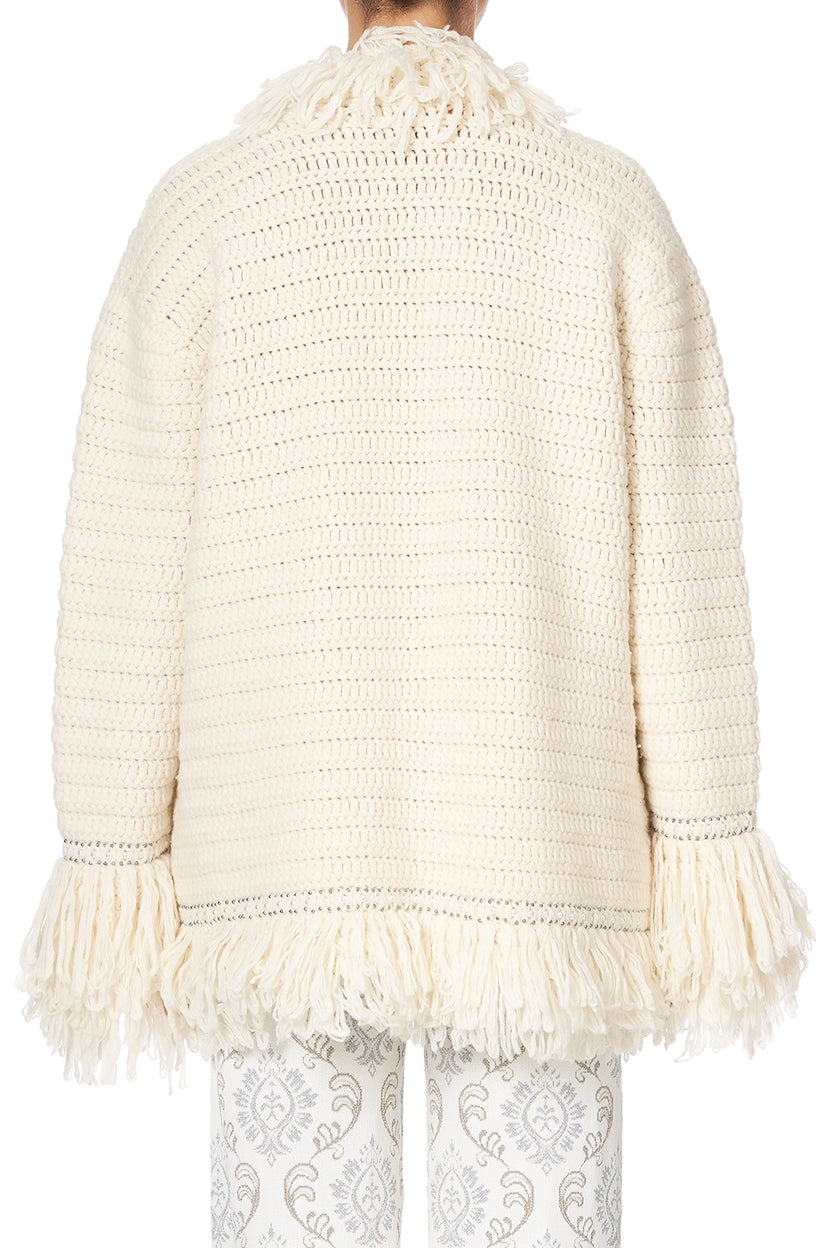 Heavy Knit Cardigan With FringingCrystal Castle| CAMILLA AU – CAMILLA