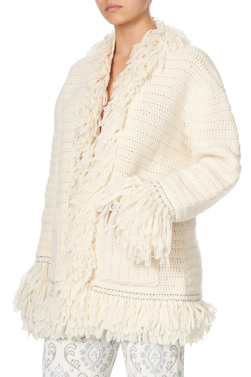 Heavy Knit Cardigan With FringingCrystal Castle| CAMILLA AU – CAMILLA